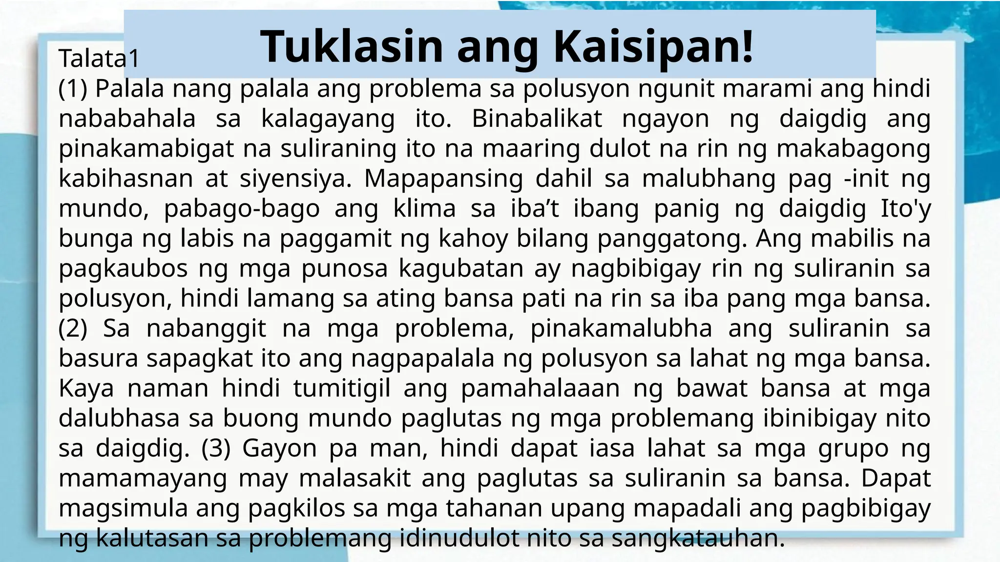 kahulugan, kahalagahan, bahagi, anyo at halimbawa ng talata | PPT