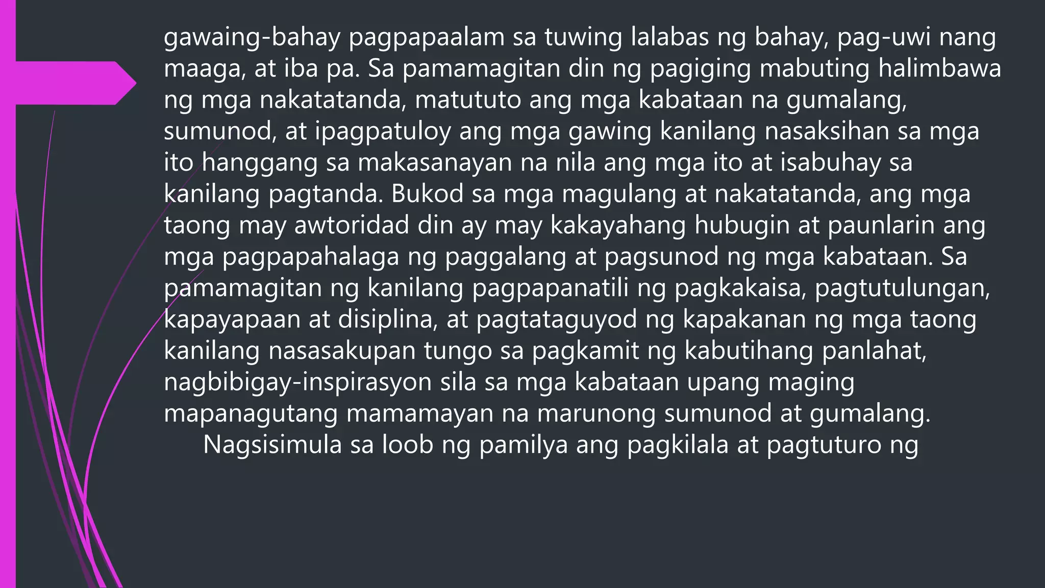 Pagsunod at paggalang sa mga magulang, nakatatanda | PPTX