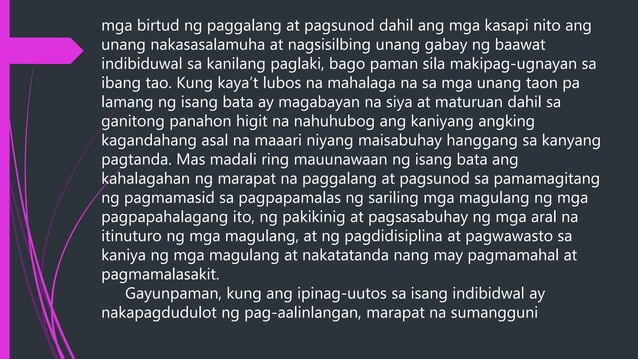 Pagsunod at paggalang sa mga magulang, nakatatanda | PPTX