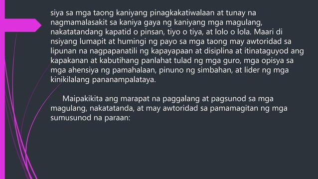 Pagsunod at paggalang sa mga magulang, nakatatanda | PPTX