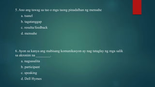 PAGSUSULIT Sa Filipino 2 Unang baitang sa kolehiyo | PPTX