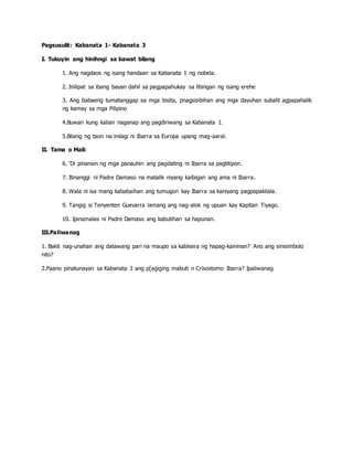 Pagsusulit: Kabanata 1- 11 ng Noli Me Tangere | DOCX