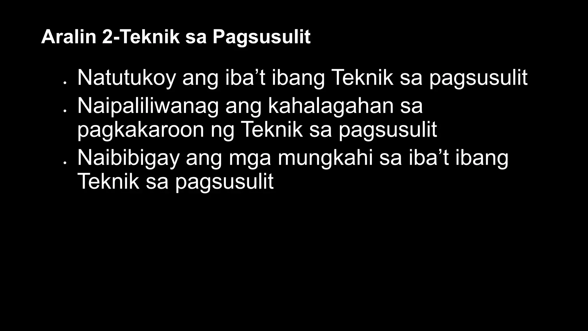 Mga talaan ng mga paksa para sa pagsusulit wika | PPT