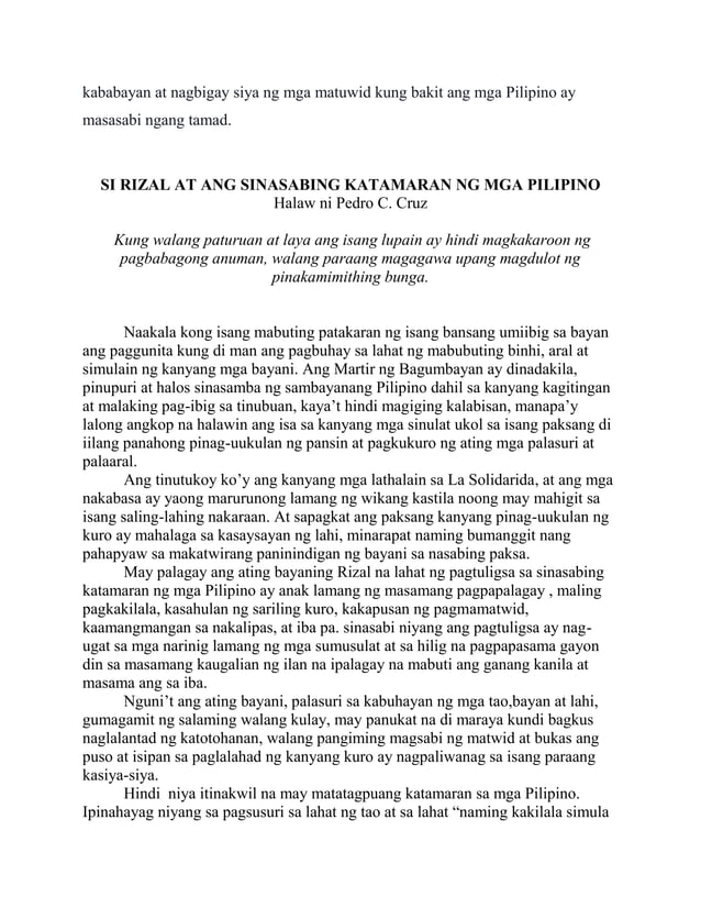 pagsasatao ni rizal | DOCX