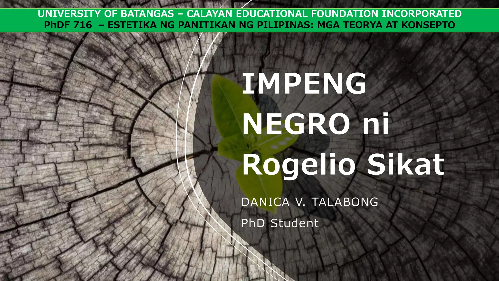 Pagsusuri ng Maikling Kuwento Impeng Negro Talabong Danica V. | PPTX