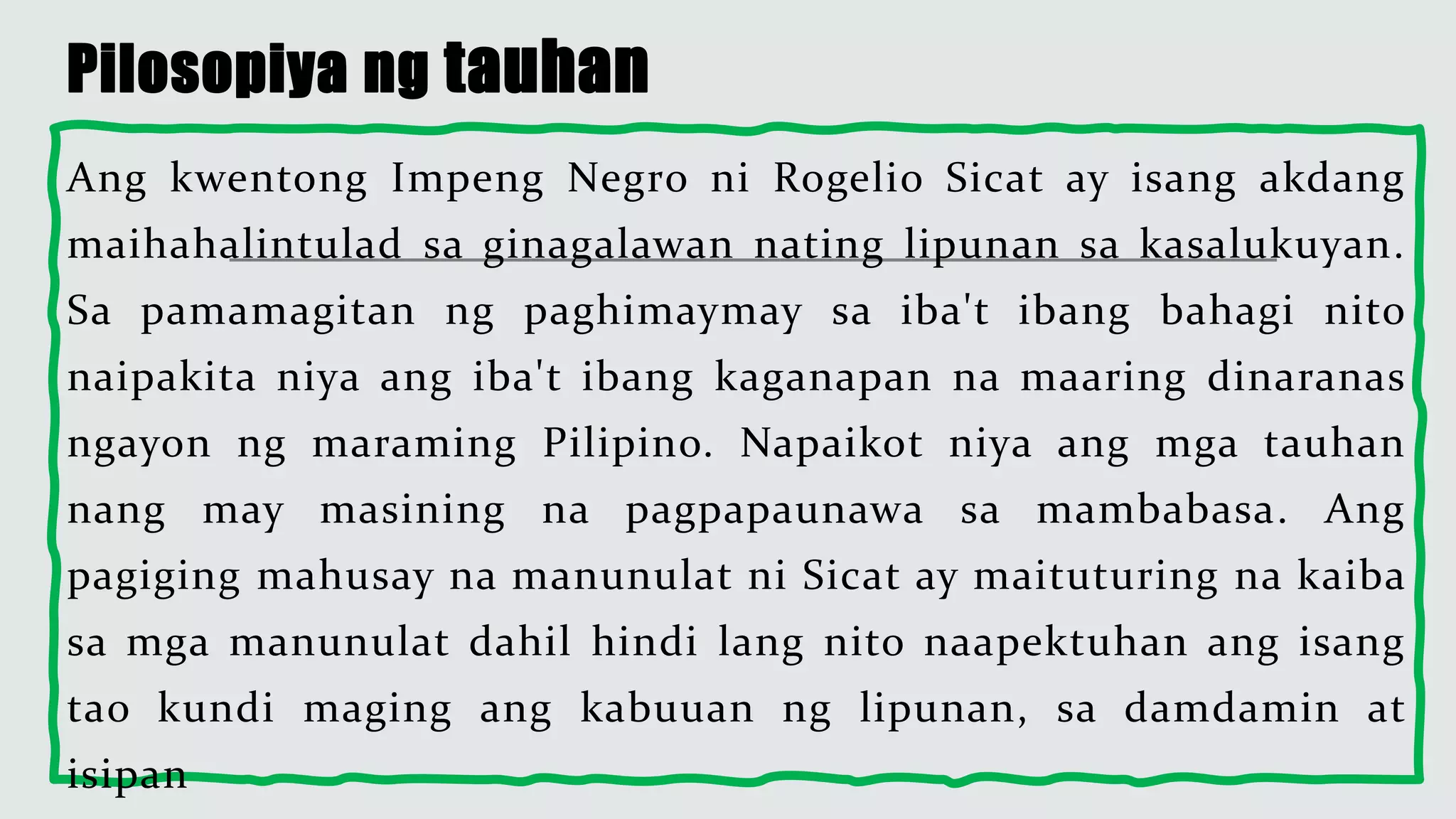 Pagsusuri ng Maikling Kuwento Impeng Negro Talabong Danica V. | PPTX