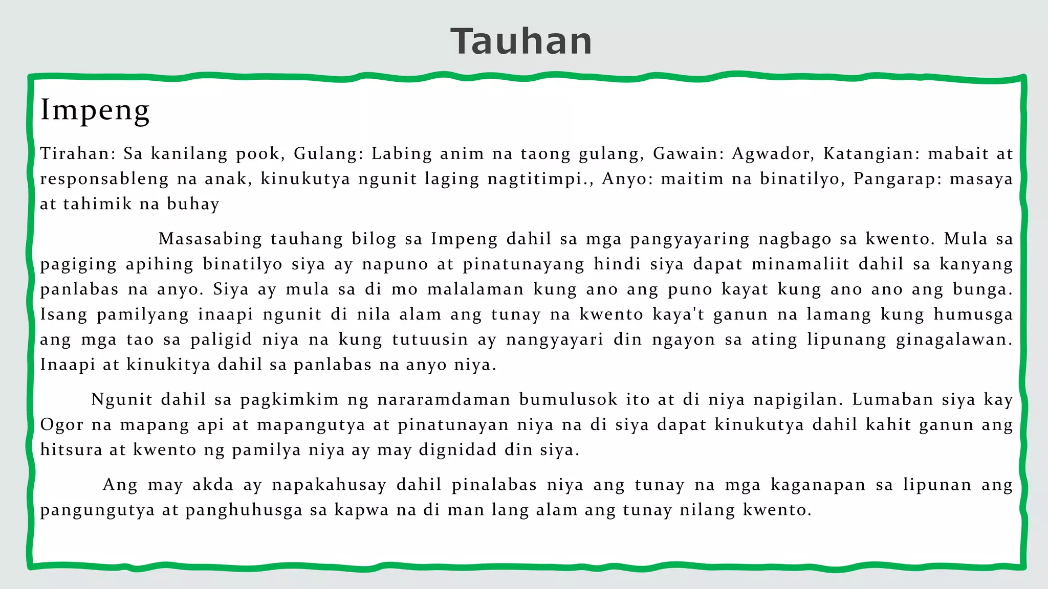 Pagsusuri ng Maikling Kuwento Impeng Negro Talabong Danica V. | PPTX