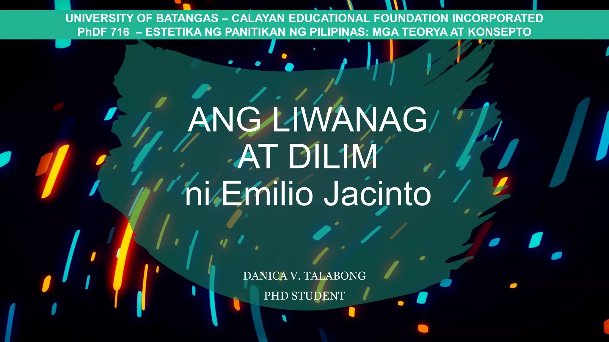 Pagsusuri ng Sanaysay Ang Liwanag at Dilim Talabong Danica V. | PPTX
