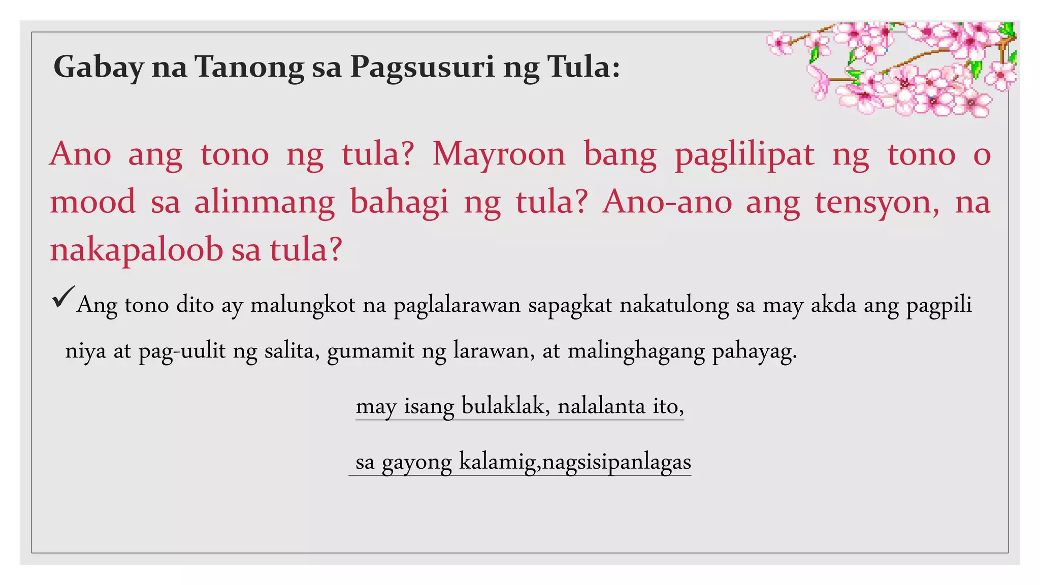 Pagsusuri ng Tula May Isang Bulaklak Talabong Danica V. | PPTX