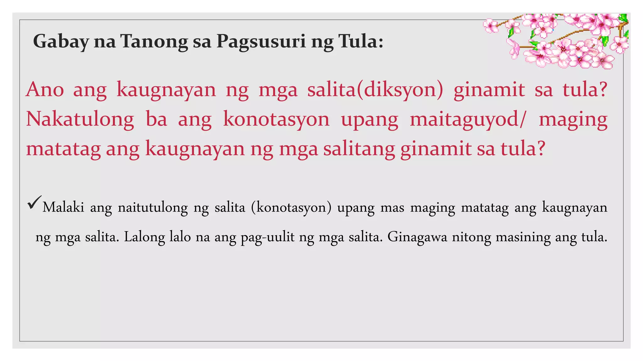 Pagsusuri ng Tula May Isang Bulaklak Talabong Danica V. | PPTX