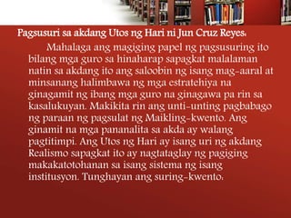 Pagsusuri sa akdang utos ng hari ni Jun Cruz Reyes | PPTX