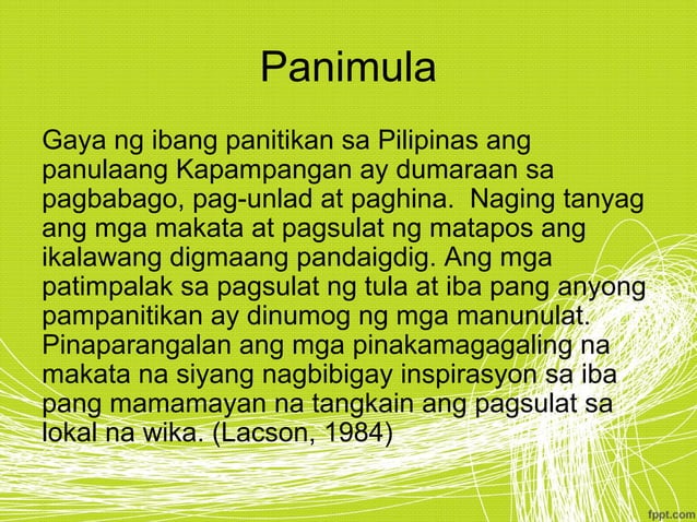 Pagsusuri sa mga Piling Tulang Kapampangan | PPT Pagsusuri sa mga Piling Tulang Kapampangan | PPT
