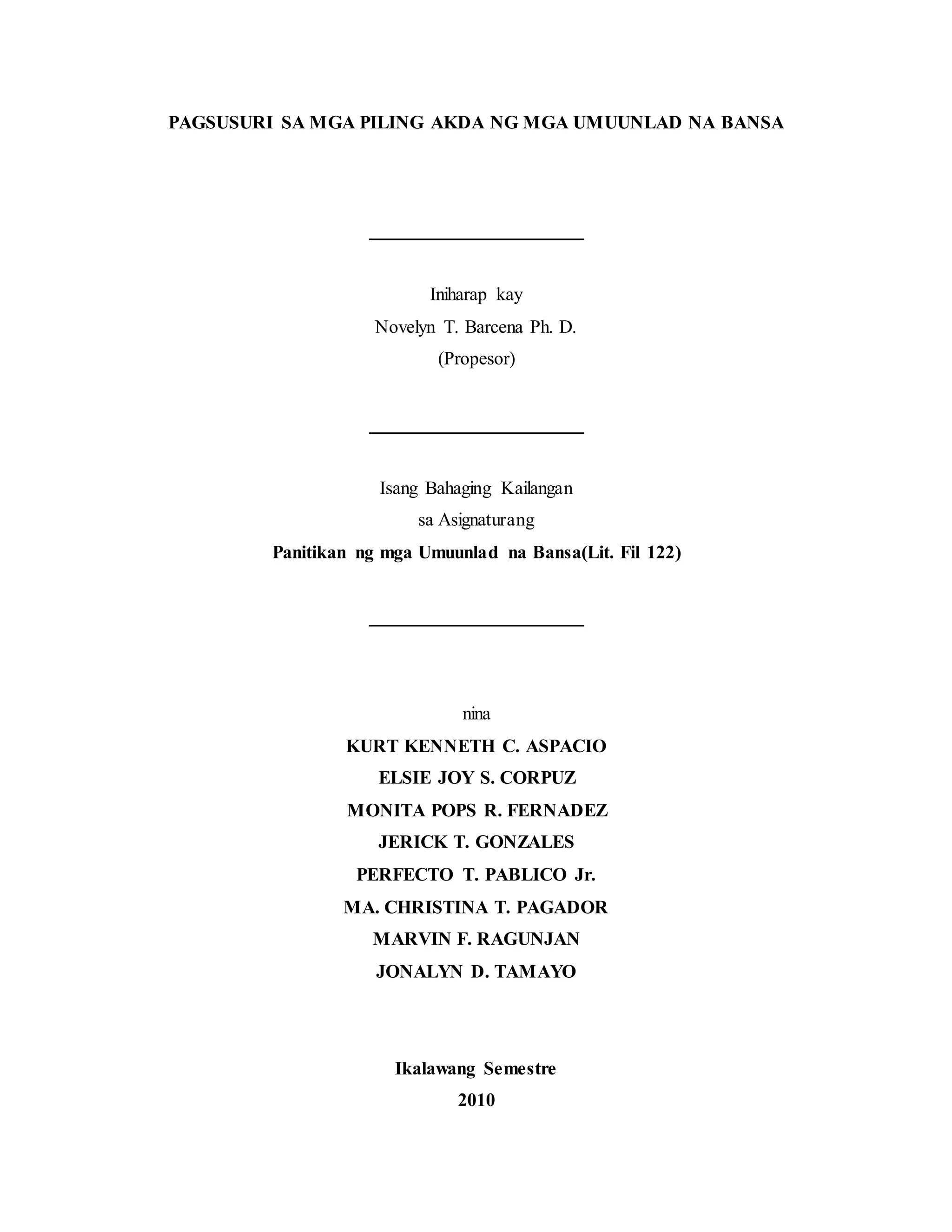 Pagsusuri sa panitikan | DOCX