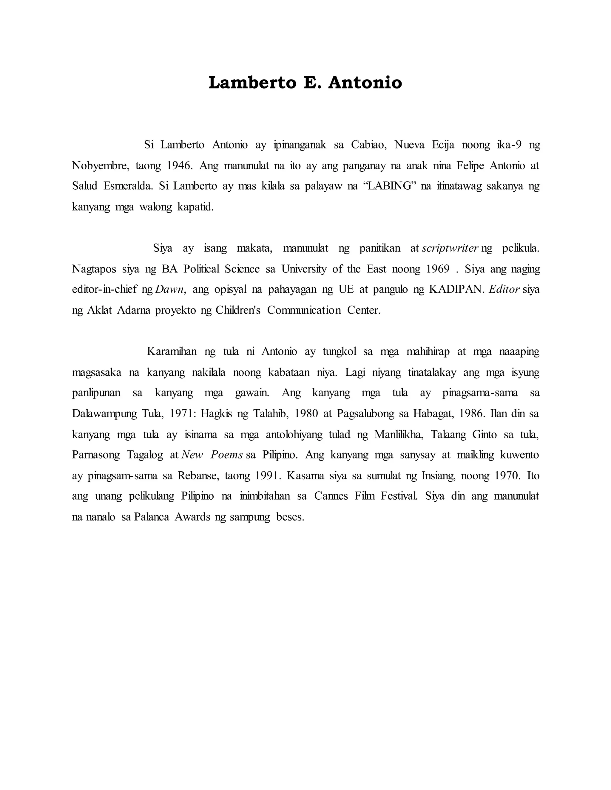 Pagsusuri sa panitikang pilipino sa panahon ng kontemporaryo | DOCX