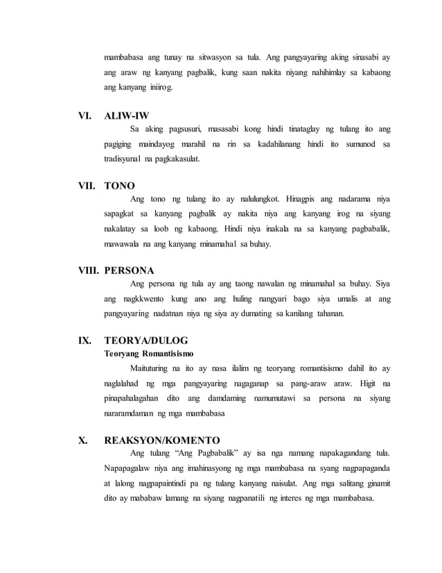 Pagsusuri sa panitikang pilipino sa panahon ng kontemporaryo | DOCX