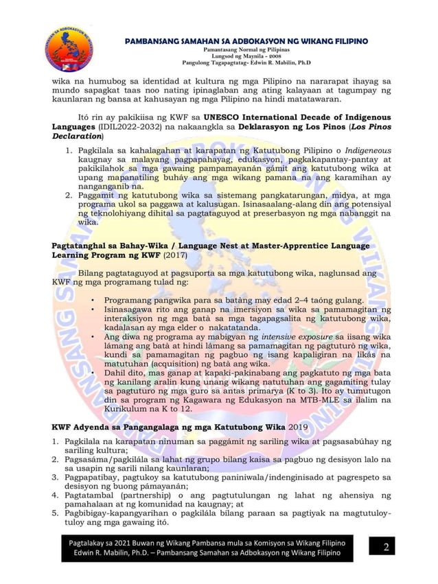Pagtalakay sa Tema ng Buwan ng Wika 2021 Mula sa Komisyon sa Wikang Filipino KWF) ni Edwin Remo ...