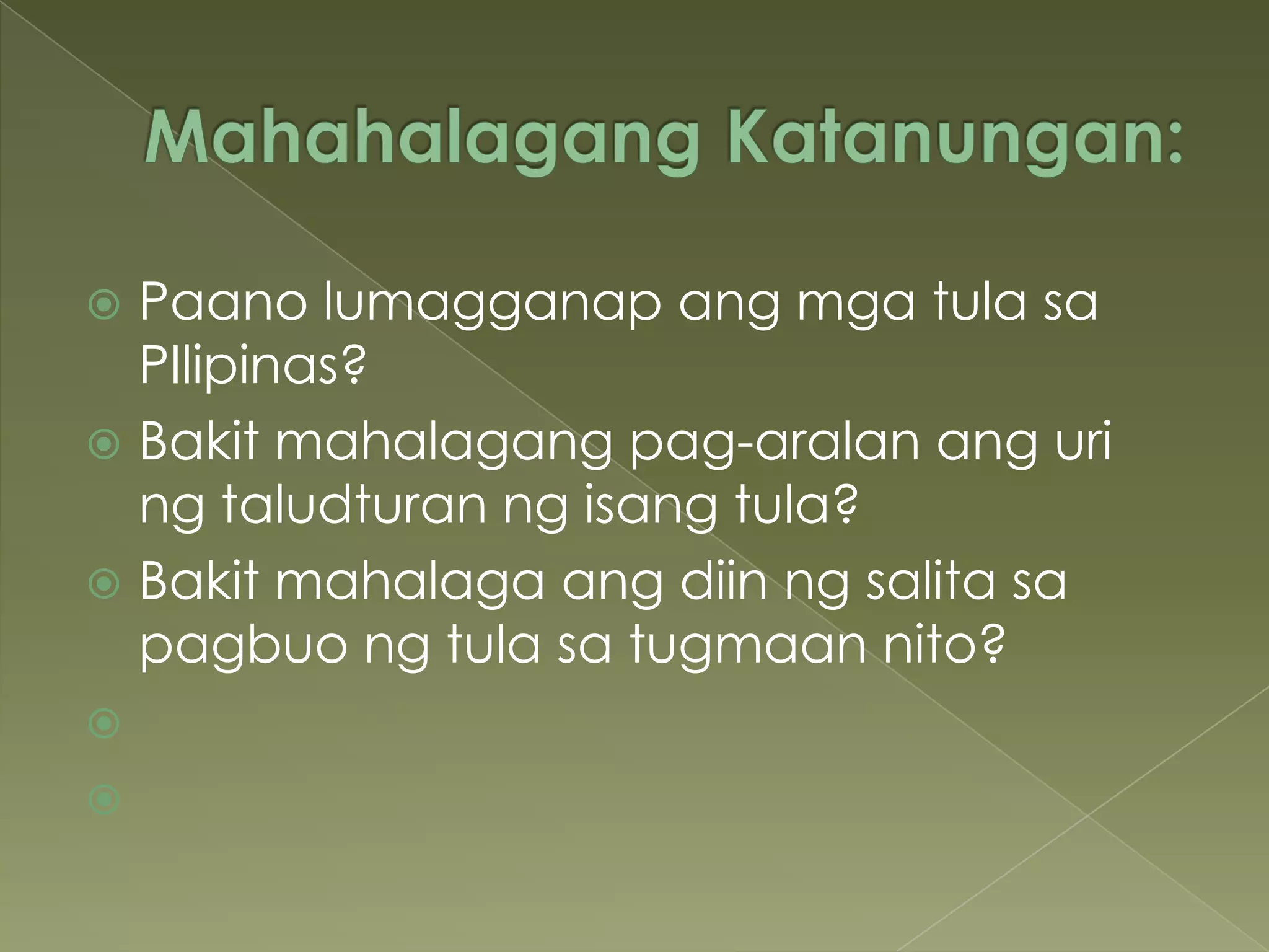Pagtalakay sa tula (Ang Guyon, Uri ng Taudturan at Pagsulat ng Tula) | PPTX