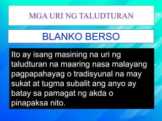 PAGTALAKAY SA TULA - KASAYSAYAN, DEPINISYON AT ELEMENTO | PPTX