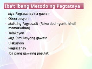 PAGTATASA AT PAGTATAYA SA FILIPINO 5.pptx
