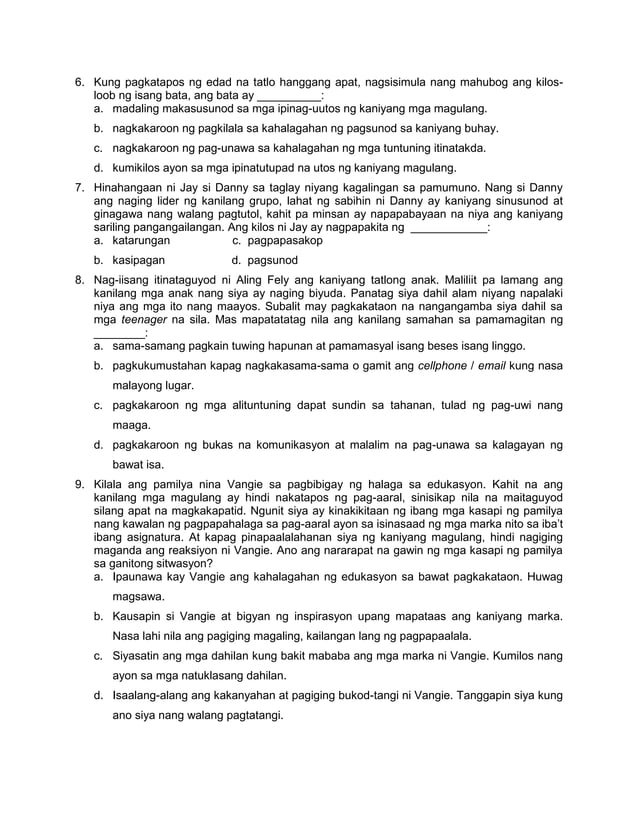 Pagtataya, paano ko ipapakita ang pagalang sa awtoridad | DOCX