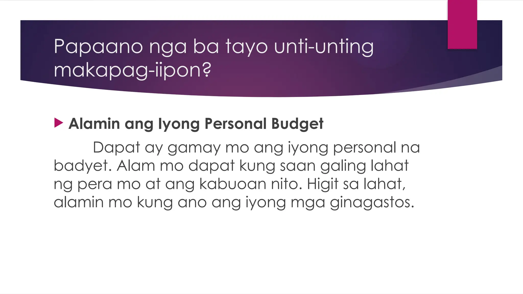Pagtitipid at Pag-iimpok Bilang Sariling Pangangasiwa sa mga Biyaya ng ...