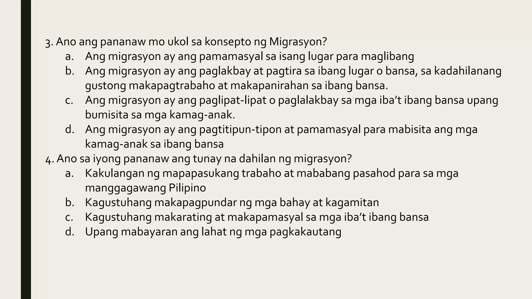 Pagtukoy at pagtugon sa epekto ng migrasyon | PPTX