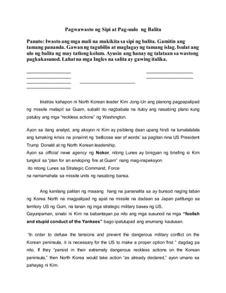 Pagwawasto ng sipi at pag pagsasanay | DOCX