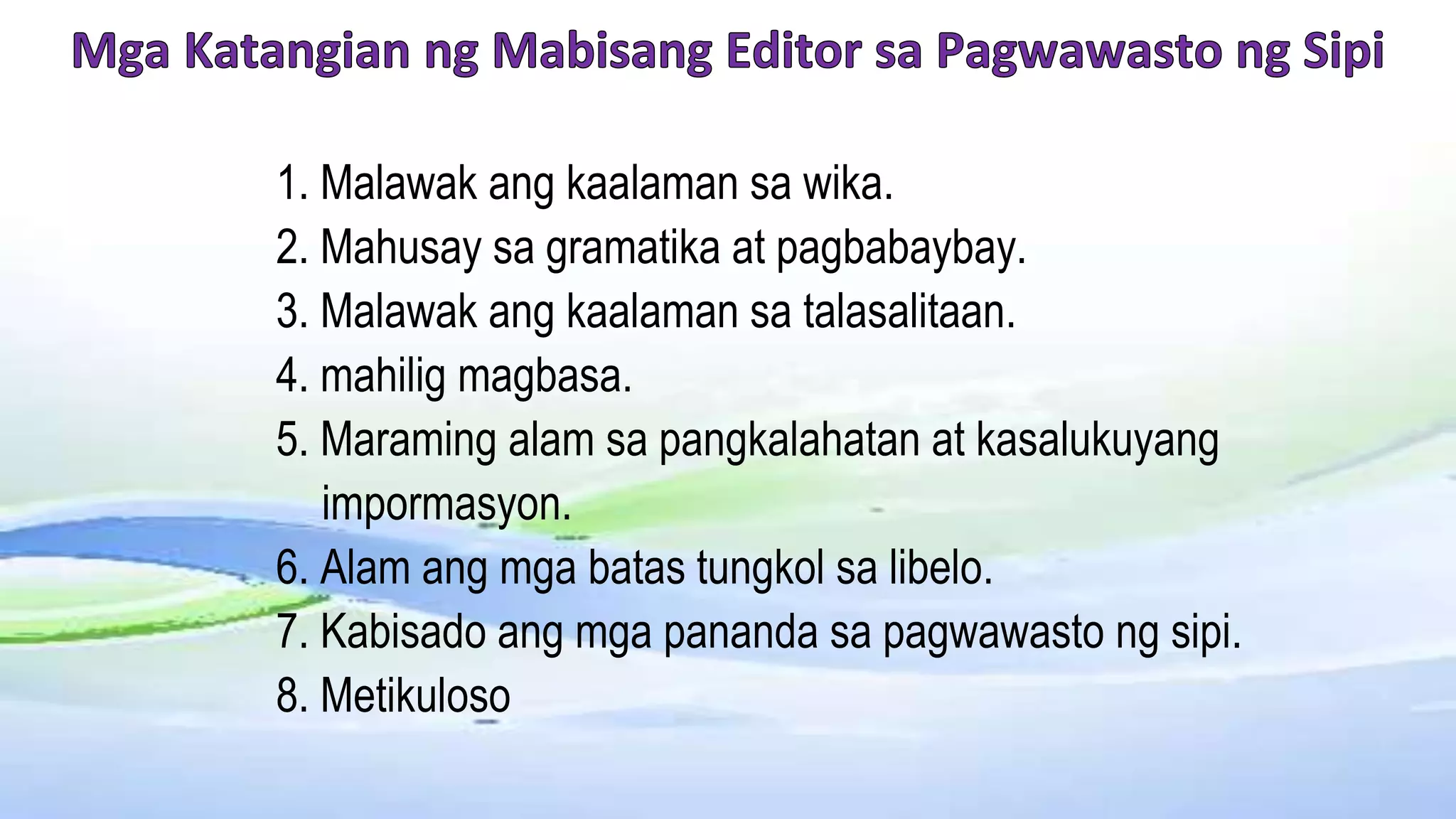 Pagwawasto ng sipi at pag uulo ng balita | PPTX Pagwawasto ng sipi at pag uulo ng balita | PPTX