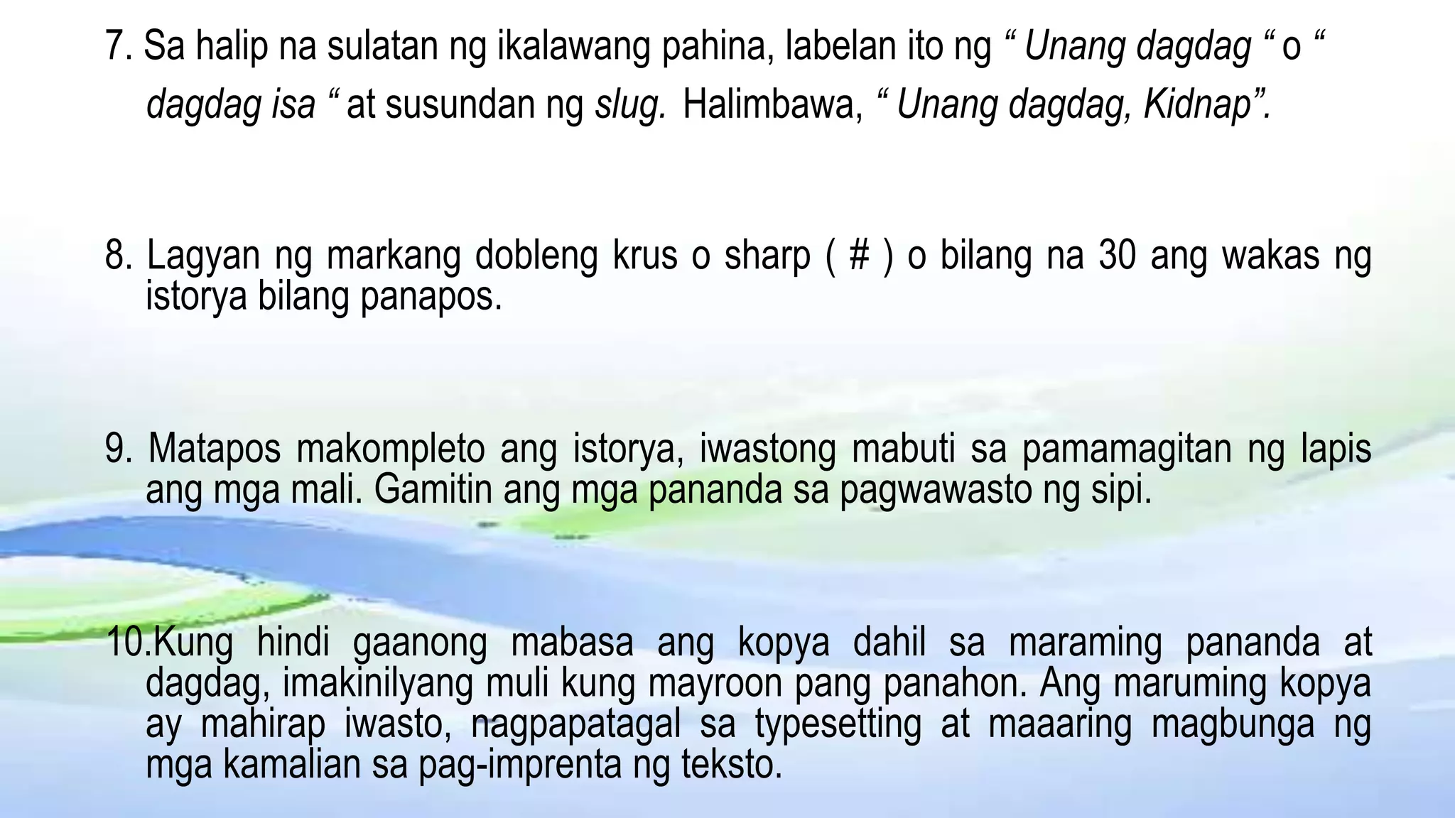 Pagwawasto ng sipi at pag uulo ng balita | PPTX