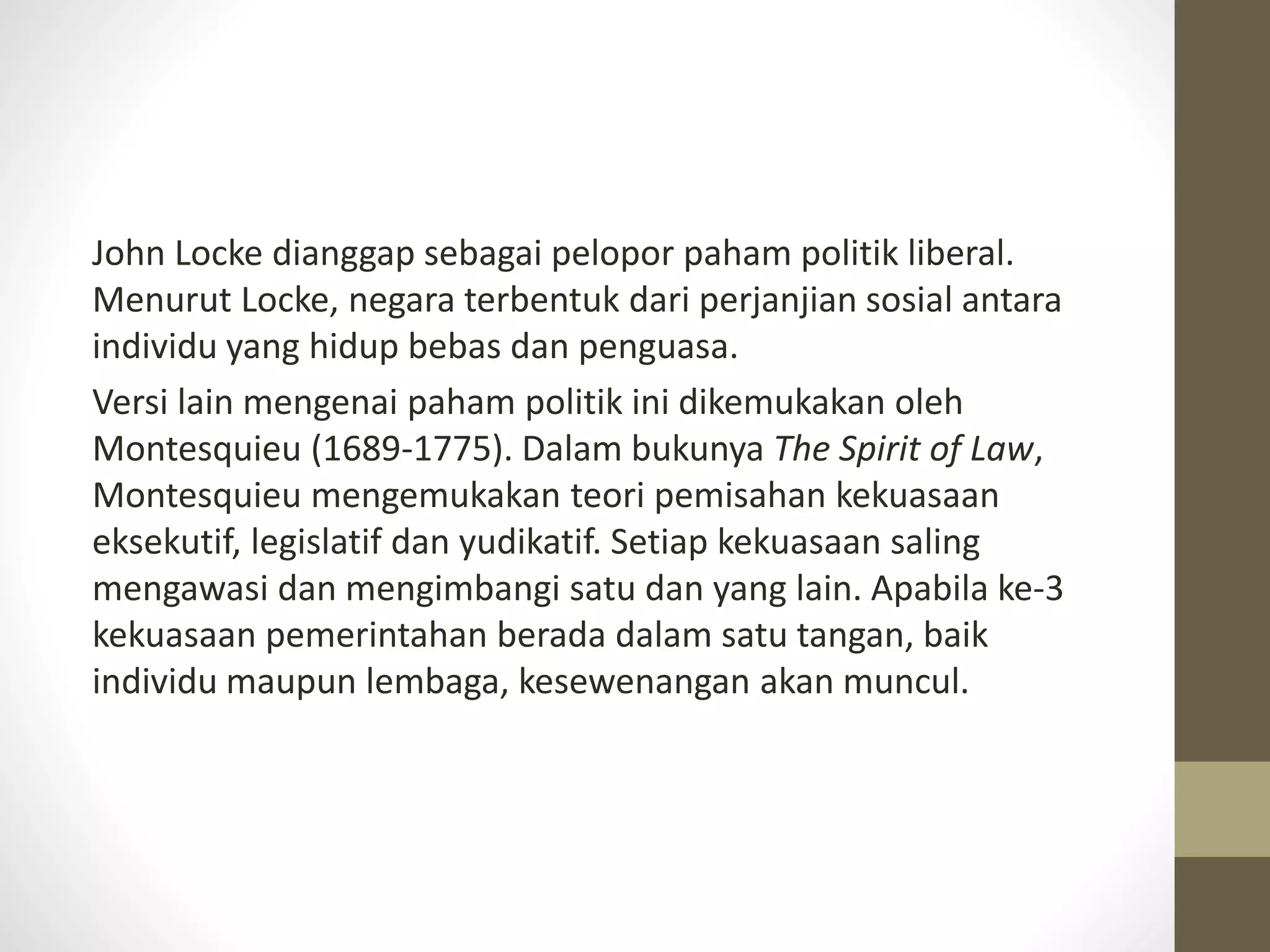 Paham Liberalisme dan Perkembangannya | PPTX