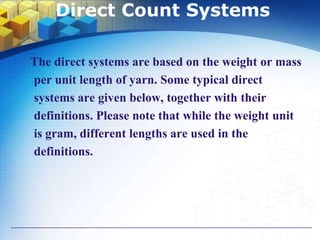 Yarn Count | PPTX