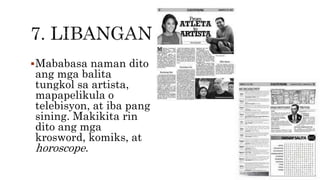 Pahayagan at mga bahagi | PPTX