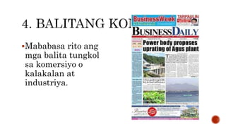 Pahayagan at mga bahagi | PPTX