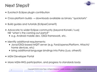 Eclipse Paho Progress Report - EclipseCon 2012 | PPT