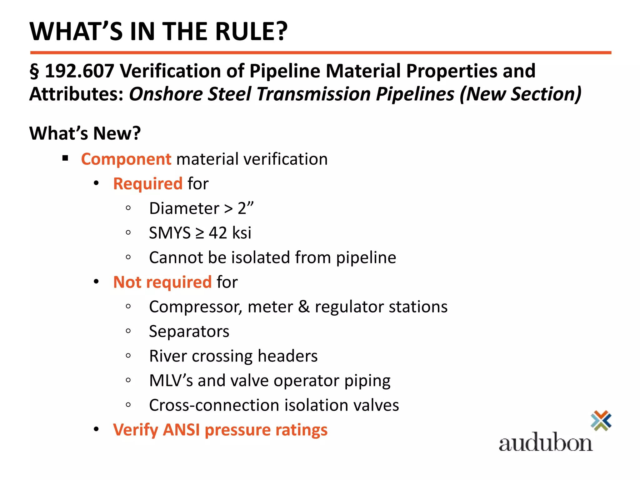 Presentation Slides: PHMSA Final Rule (Part 1) for Gas Transmission ...