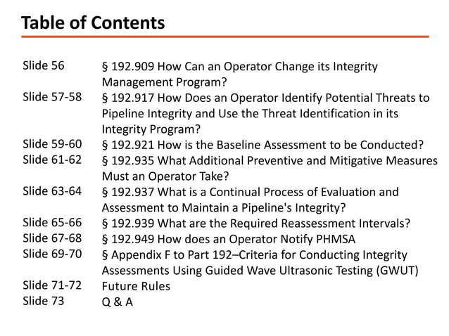 Presentation Slides: PHMSA Final Rule (Part 1) for Gas Transmission ...