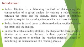 PA I - Redox Titration Pharmaceutical analysis | PPTX