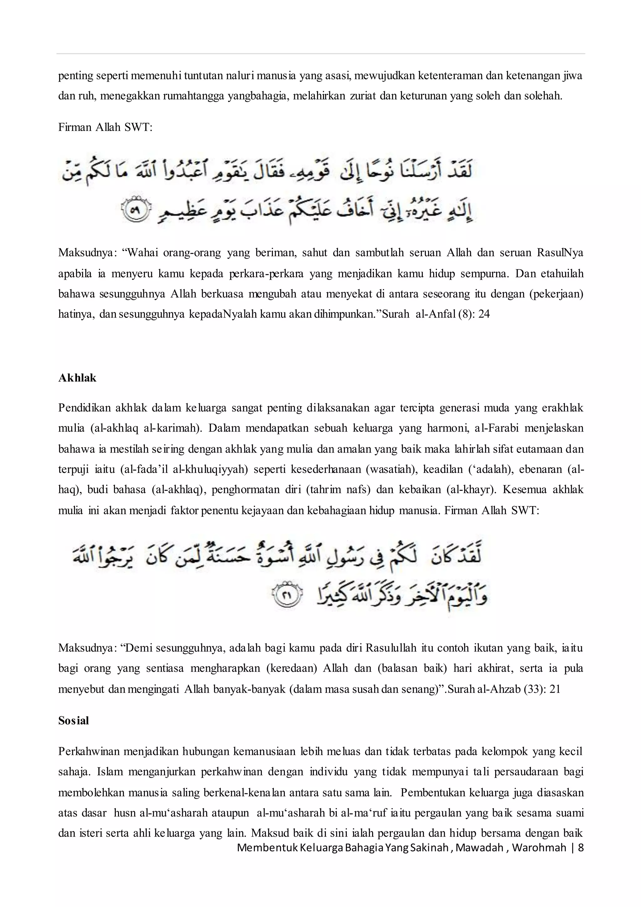 Membentuk Keluarga Bahagia Yang Sakinah , Mawadah , & Warohmah | DOCX