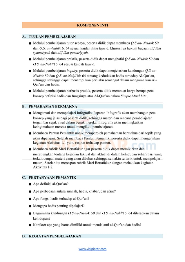 Modul Ajar PAI SMP Kelas 7 Kurikulum Merdeka | DOCX