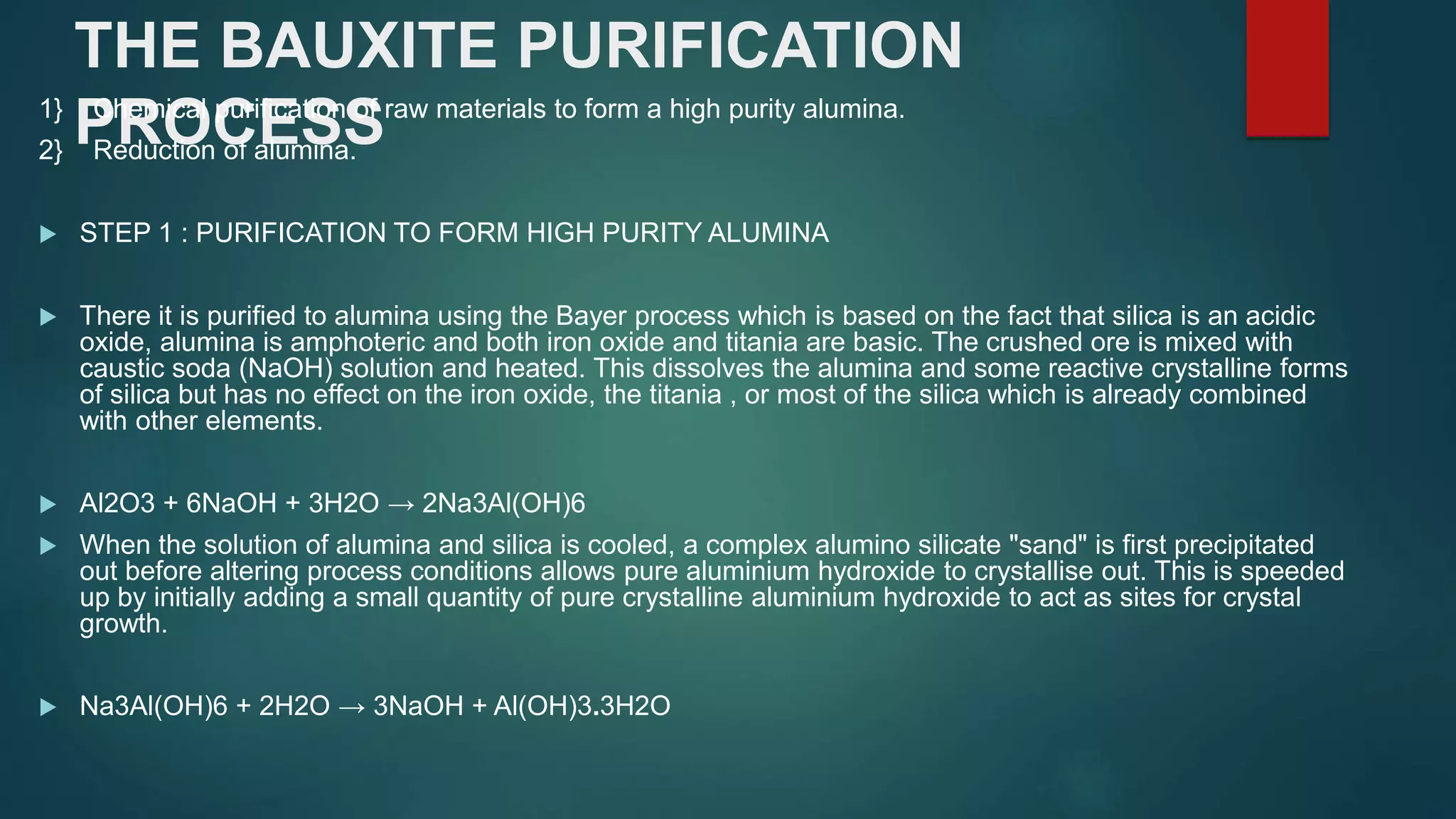 Extraction of Aluminium from Ore And Purification | PPTX