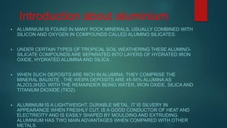 Extraction of Aluminium from Ore And Purification | PPTX