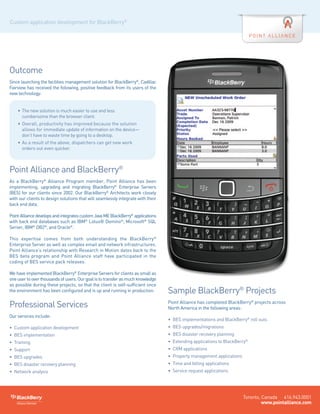 Custom BlackBerry Solution - Cadillac Fairview | PDF