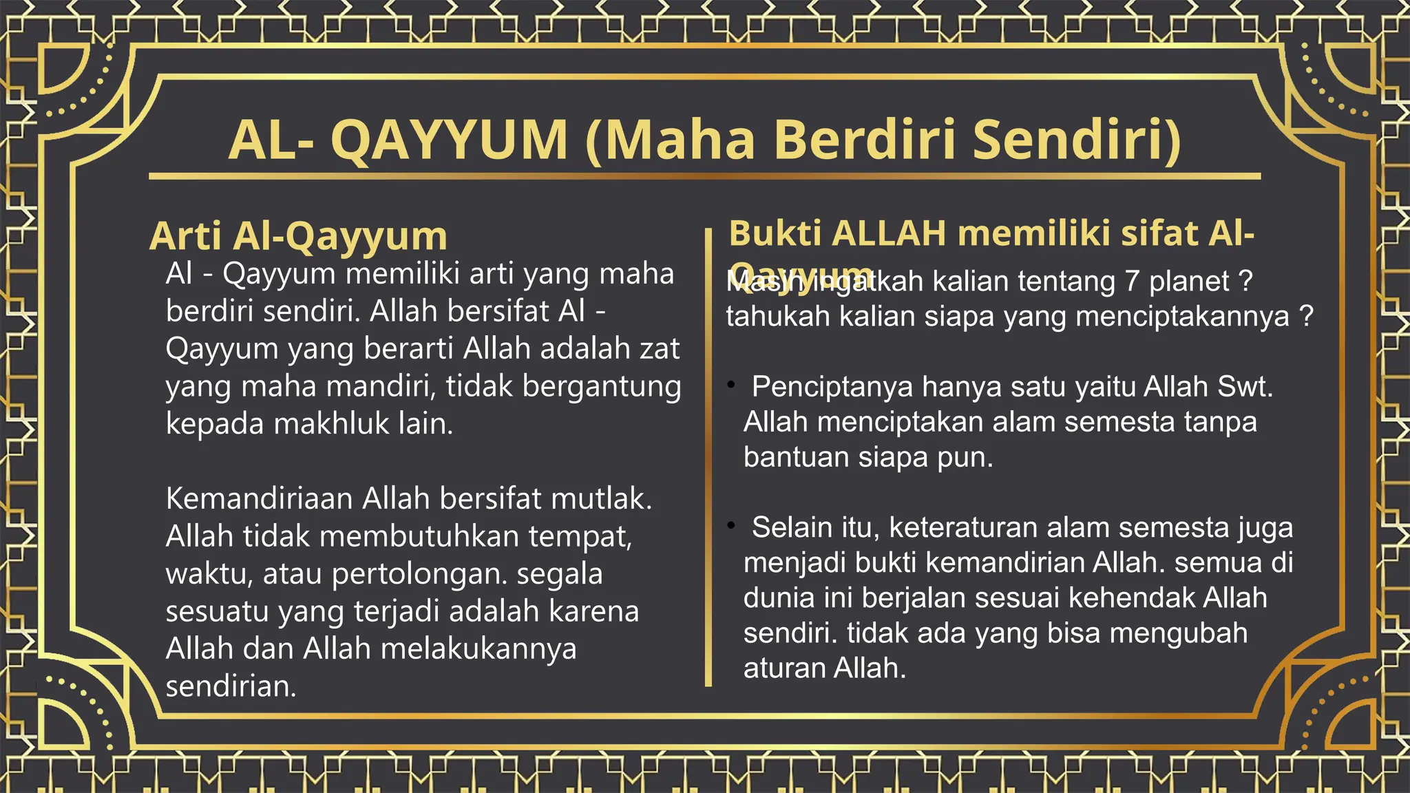 AIDB ASMAUL HUSNAAl Qawii, al qayyum, al muhyi pptx | PPTX