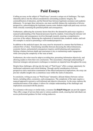 Paid Essays | PDF
