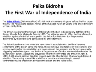 Paika Bidroha the First Flame | PPTX