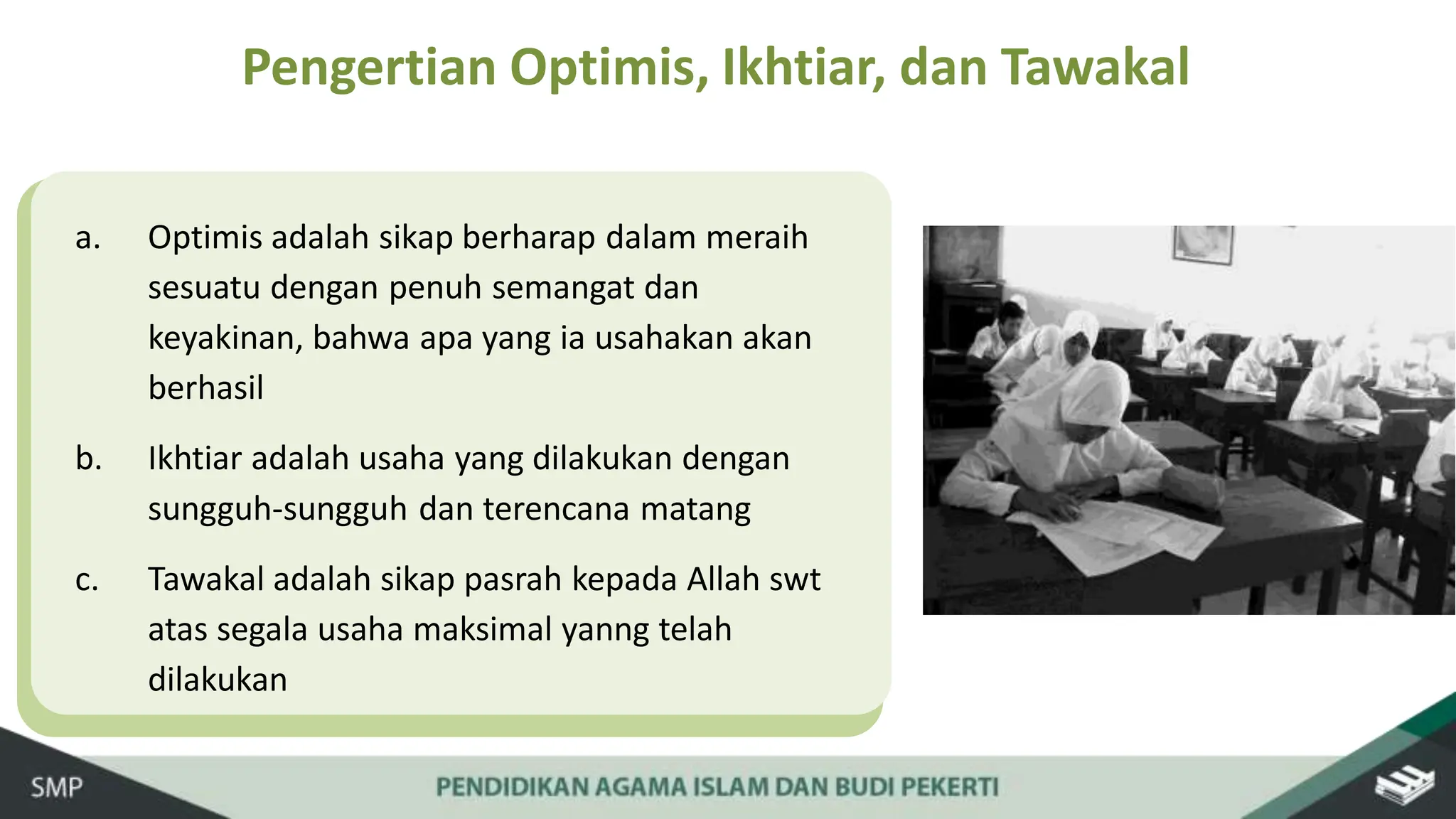 PAI Kelas 9 BAB optimis ikhtiar dan tawakal | PDF