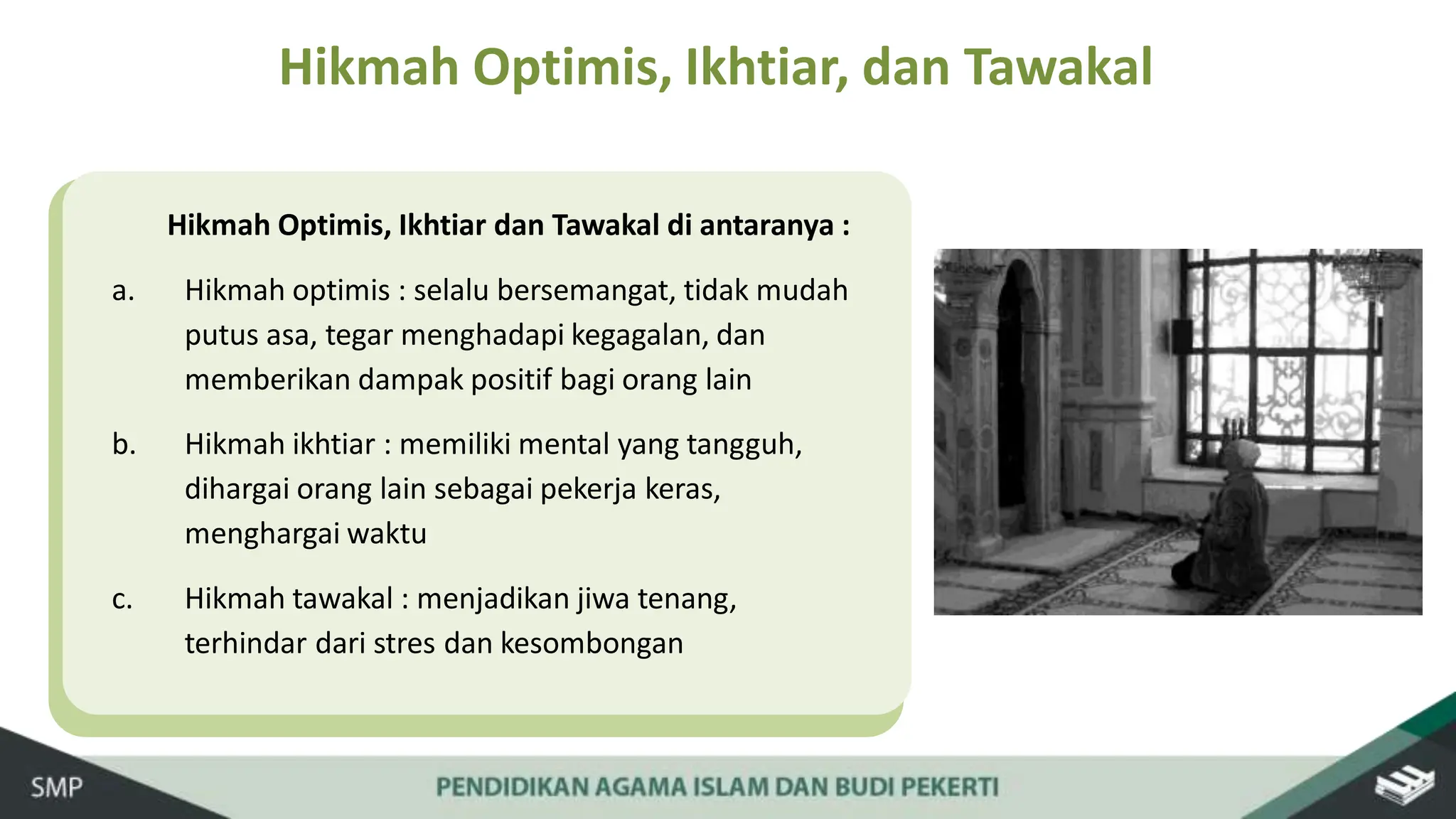 PAI Kelas 9 BAB optimis ikhtiar dan tawakal | PDF