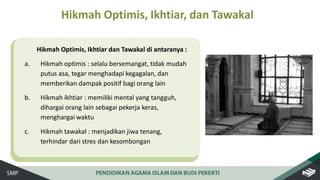 PAI Kelas 9 BAB optimis ikhtiar dan tawakal | PDF