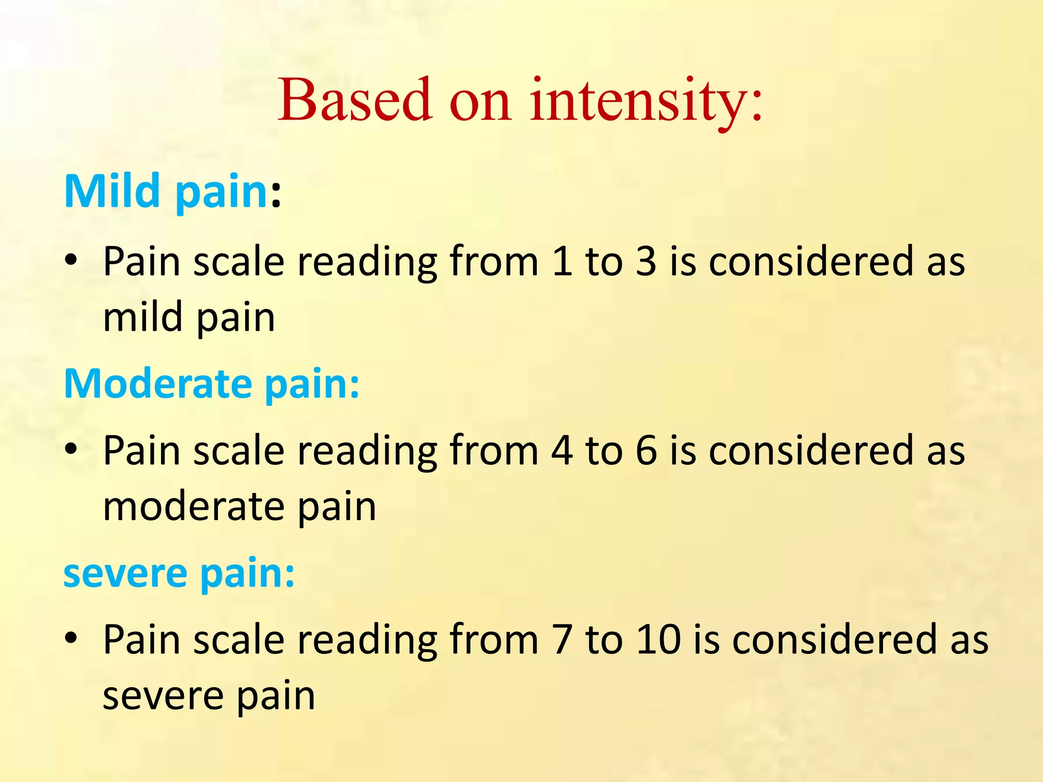 Pain- definition, nature, signs& symptoms, types, assessment ...