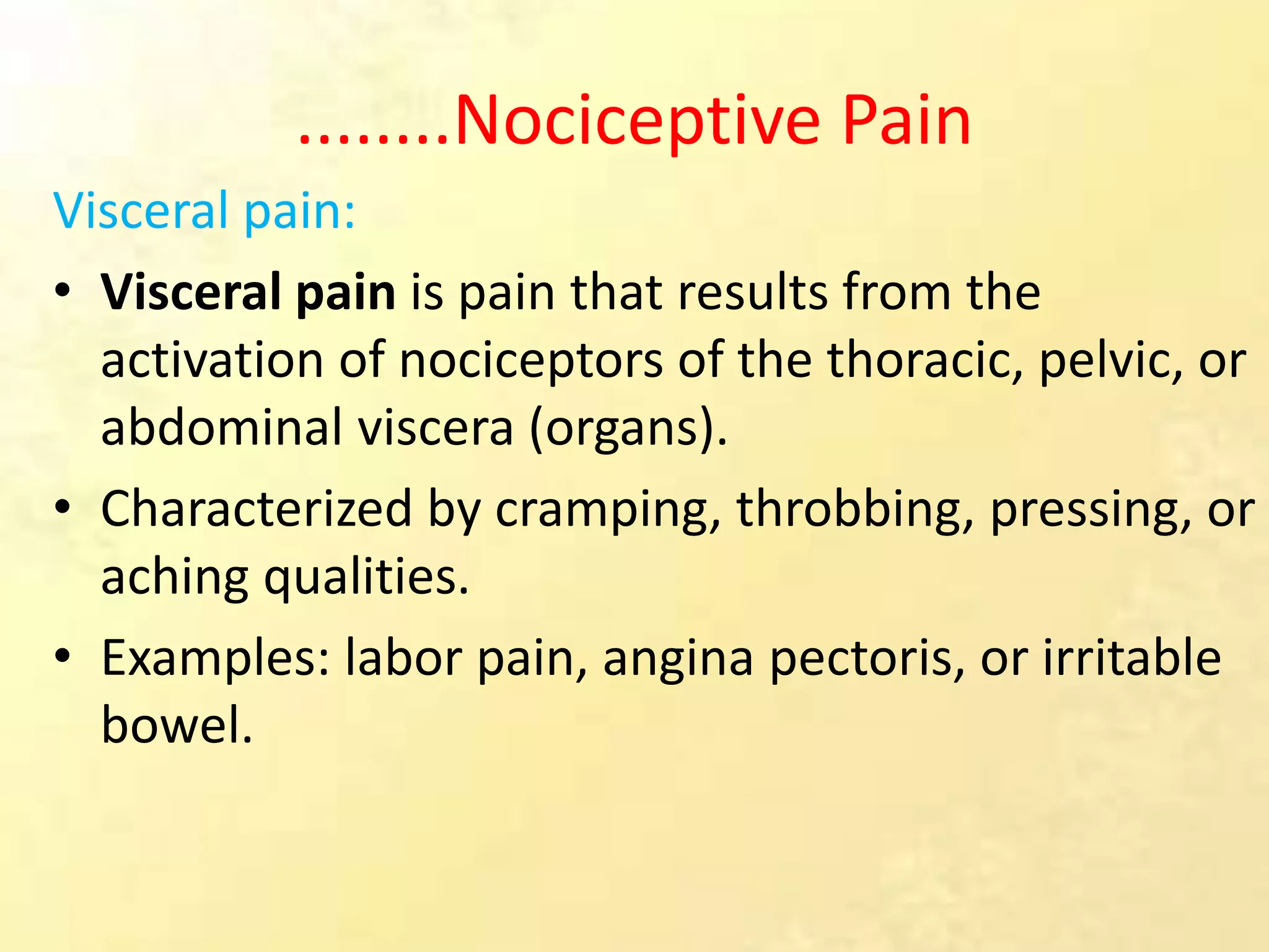 Pain- definition, nature, signs& symptoms, types, assessment ...